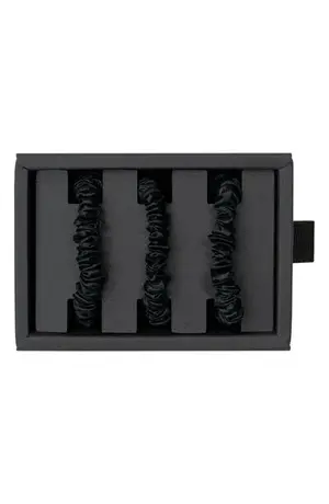 BLISSY 3-pack Skinny Silk Scrunchies - Black