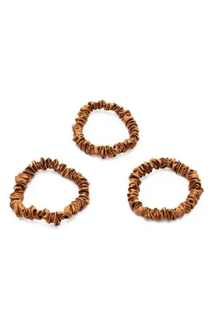 BLISSY BLISSY 3-Pack Skinny Silk Scrunchies Bronze