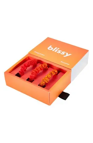 BLISSY 3-pack Skinny Silk Scrunchies - Orange Ombre