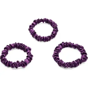 BLISSY BLISSY 3-Pack Skinny Silk Scrunchies Royal Purple