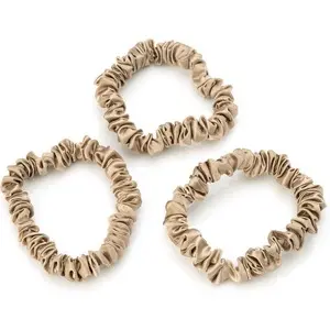 BLISSY BLISSY 3-Pack Skinny Silk Scrunchies Taupe