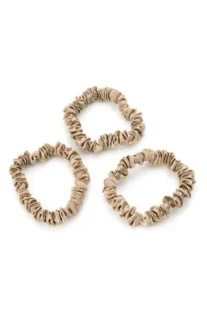 BLISSY BLISSY 3-Pack Skinny Silk Scrunchies Taupe