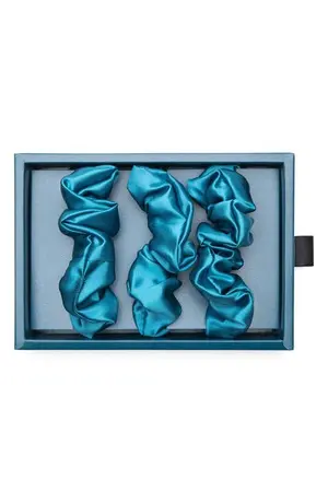 BLISSY 3-pack Silk Scrunchies - Aqua