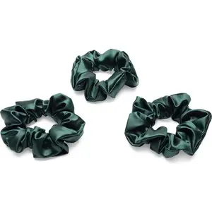 BLISSY 3-pack Silk Scrunchies - Emerald