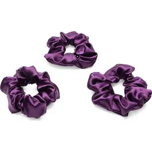 BLISSY BLISSY 3-Pack Silk Scrunchies Royal Purple