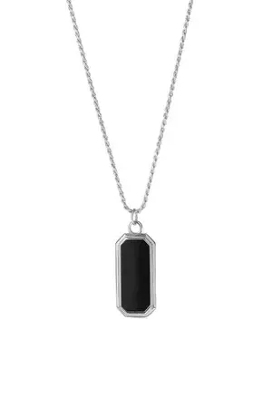 DEGS & SAL Onyx Frame Pendant Necklace - Silver