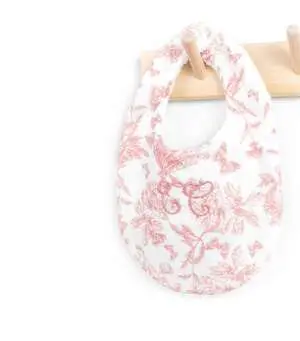 TARTINE ET CHOCOLAT Embroidered Toile De Jouy Bib
