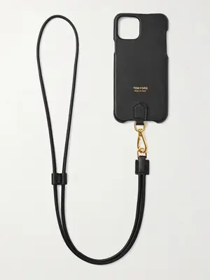 TOM FORD Logo-print Leather Iphone 11 Pro Case With Lanyard - Black