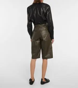 Dries Van Noten Leather Bermuda Shorts