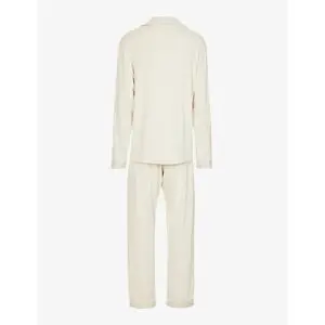 THE NAP CO Rayon Piped Stretch-jersey Pyjama Set - Warm Oat/white Piping