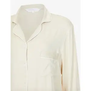 THE NAP CO Rayon Piped Stretch-jersey Pyjama Set - Warm Oat/white Piping