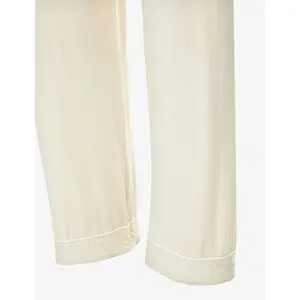 THE NAP CO Rayon Piped Stretch-jersey Pyjama Set - Warm Oat/white Piping