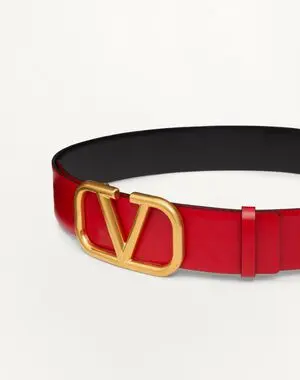 Valentino Garavani Reversible Vlogo Signature Belt - Black/pure Red