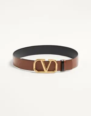 Valentino Garavani Reversible Vlogo Signature Belt - Saddle Brown/black