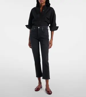 AGOLDE Riley High-rise Cropped Jeans - Black