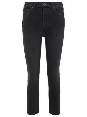 AGOLDE Riley High-rise Cropped Slim Jeans - Black
