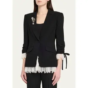 Cinq À Sept Roxie Blazer With Lace - Black White