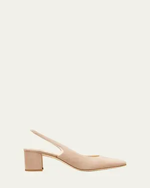 Manolo Blahnik 50mm Allurasa Slingback Pump - Taupe