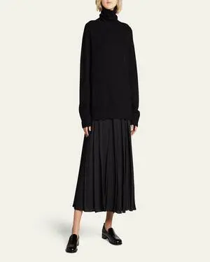 THE ROW Stepny Wool-cashmere Turtleneck Top - Black