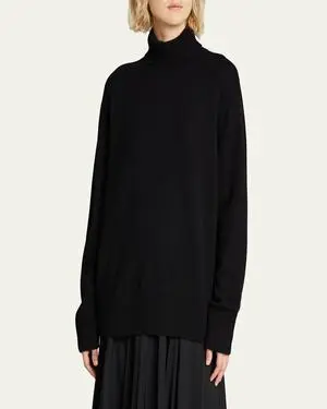 THE ROW Stepny Wool-cashmere Turtleneck Top - Black