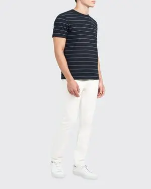 Theory Men's Anemone Striped Essential Short-Sleeve Tee - Baltic/trooper