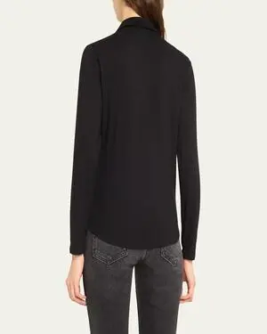 Majestic Filatures Soft Touch Button-down Shirt With Pockets - Noir