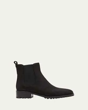 Manolo Blahnik Chelata Suede Chelsea Booties - Black