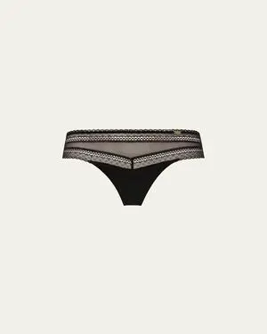 Chantelle Festivite Lace Brazilian Bikini Briefs - Black