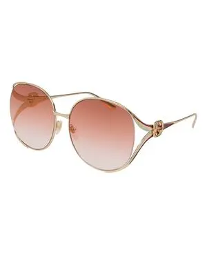 Gucci Oversized Oval GG Sunglasses Rose Gold