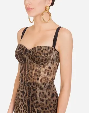 Dolce & Gabbana Longuette Tulle Dress With Leopard Print - Animal Print