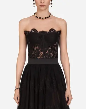 Dolce & Gabbana Short Galloon Lace Bustier - Black