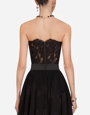 Dolce & Gabbana Short Galloon Lace Bustier - Black