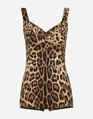 Dolce & Gabbana Leopard-print Charmeuse Bodysuit Animal Print