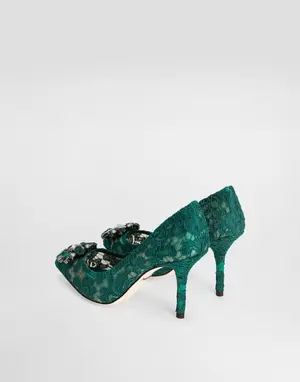 Dolce & Gabbana Lace Pumps With Brooch - Green