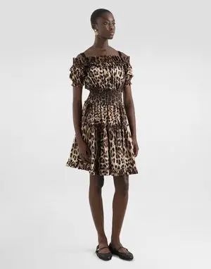 Dolce & Gabbana Short Leopard-print Poplin Dress - Multicolor