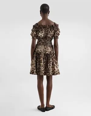 Dolce & Gabbana Short Leopard-print Poplin Dress - Multicolor