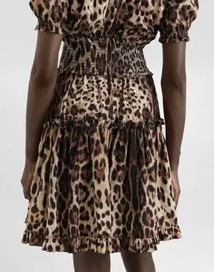 Dolce & Gabbana Short Leopard-print Poplin Dress - Multicolor
