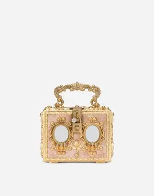 Dolce & Gabbana Calfskin Dolce Box Bag With Rhinestone And Mirrored Detailing - Multicolor