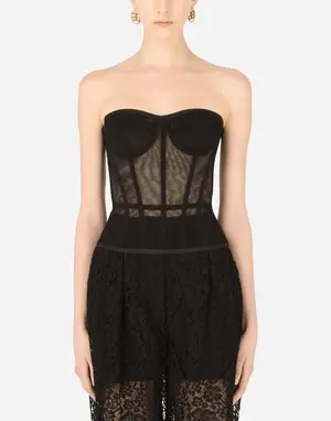 Dolce & Gabbana Cotton Tulle Bustier Top