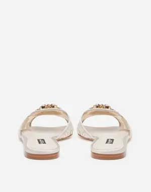 Dolce & Gabbana Lace Slippers With Crystals - Ice