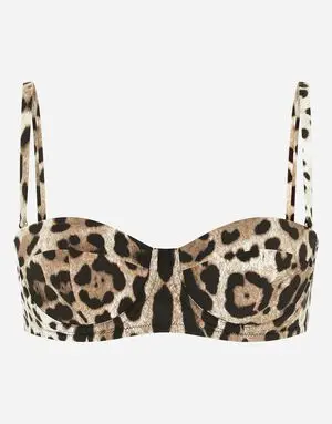 Dolce & Gabbana Leopard Print Balconette Bikini Top Multicolor