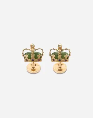 Dolce & Gabbana Royal Cufflinks 18-carat Green Jade, Rubies, And Blue Sapphires - Yellow Gold