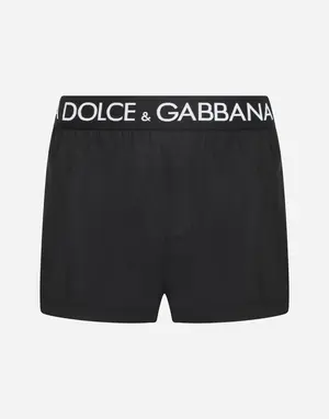 Dolce & Gabbana Short Swim Trunks With Branded Stretch Waistband - Black