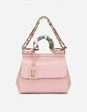 Dolce & Gabbana Medium Sicily Bag In Dauphine Calfskin With Scarf