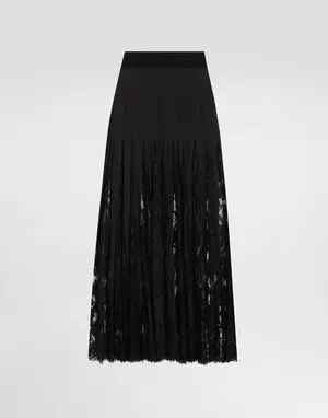 Dolce & Gabbana Charmeuse Skirt With Lace - Black