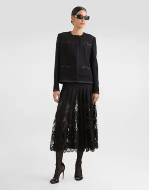 Dolce & Gabbana Charmeuse Skirt With Lace - Black