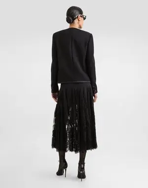Dolce & Gabbana Charmeuse Skirt With Lace - Black