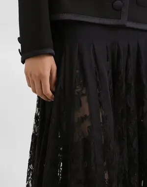Dolce & Gabbana Charmeuse Skirt With Lace - Black