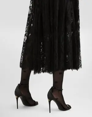 Dolce & Gabbana Charmeuse Skirt With Lace - Black