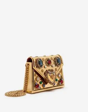 Dolce & Gabbana Small Metallic Devotion Bag With Bejeweled Detailing